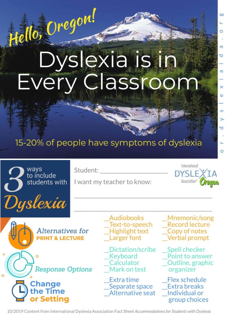 Oregon Student Dyslexia Card - International Dyslexia Association | Oregon